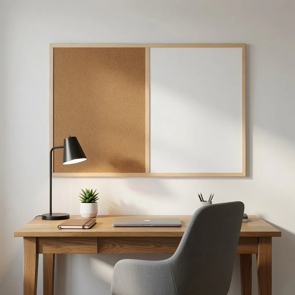 Toptabule.sk Kombinovaná tabule bílá v dřevěném rámu CLASSIC 90x60 cm