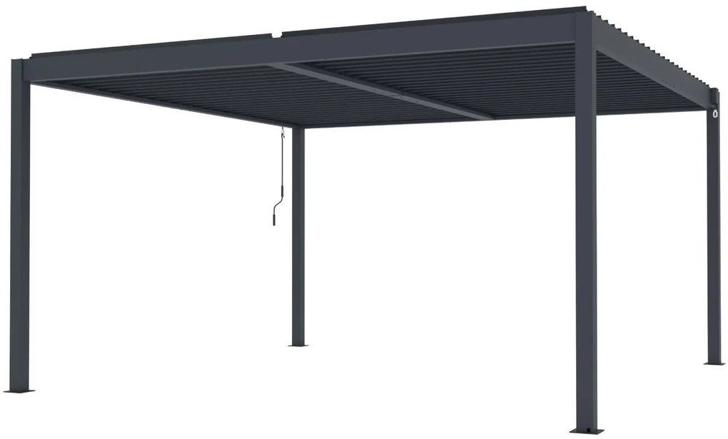 Hliníková bioklimatická pergola s lamelami BestBerg BBP-16G / 4 x 4 m / šedá