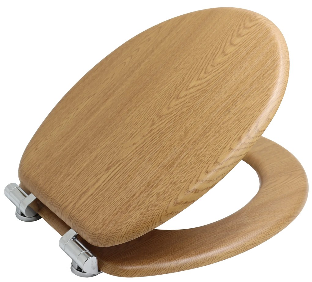 BISK Erga, toaletní WC sedátko z MDF s pomalým zavíráním, dub přírodní, ERG-08223