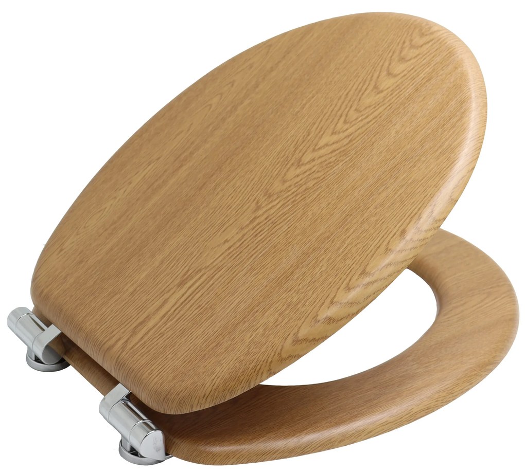 BISK Erga, toaletní WC sedátko z MDF s pomalým zavíráním, dub přírodní, ERG-08223