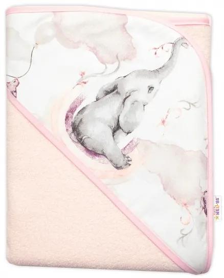 6-ti dílná výhod. sada s dárkem pro miminko Baby Nellys, 120x90 Slon a duha, růžová/bílá