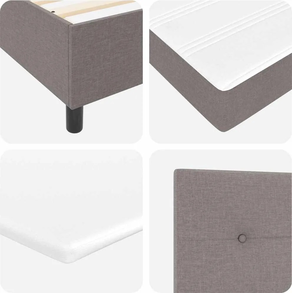 Postel s boxspringem s čelo Taupe 100 x 200 cm textil 3340554