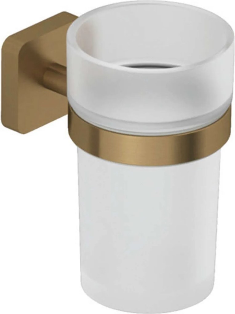 Kludi Vela S - Držák kartáčků a pasty, sklo/kartáčovaný bronz 25975N1