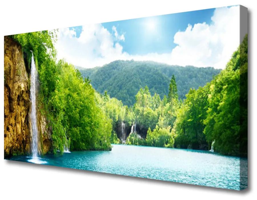 Obraz na plátně Hory Les Jezero Příroda 100x50 cm