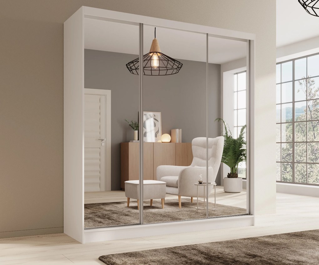 ADRK Furniture Šatní skříň s posuvnými dveřmi Tola 200 ADRK-SW-TOL-200-W