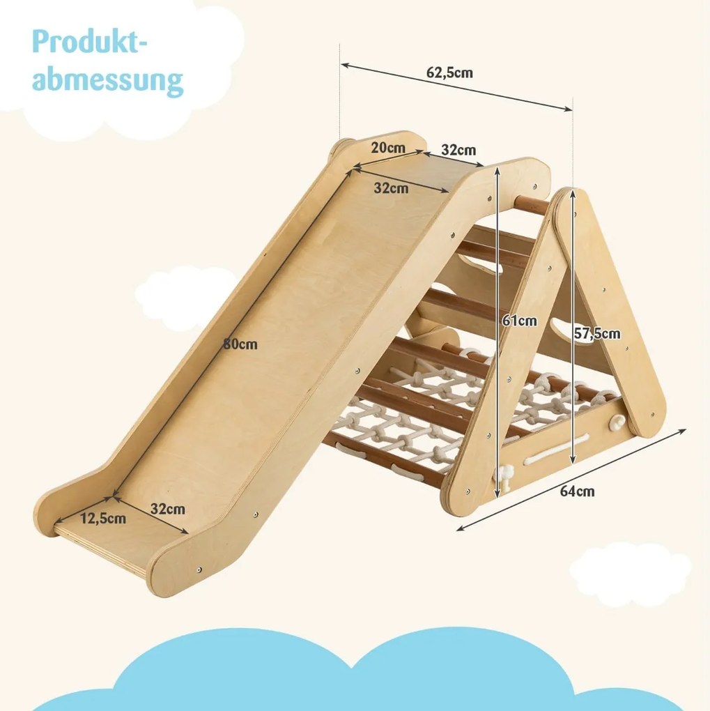 Costway Hračka na lezení pro batolata Trojúhelníková 4-in-1 prolézačka s rampou
