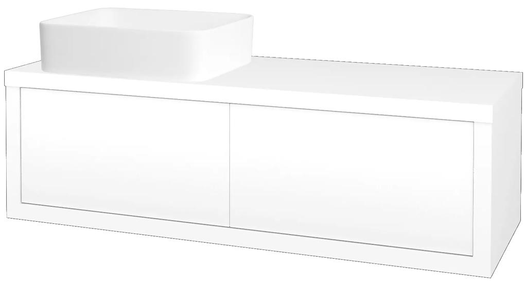 Dřevojas Koupelnová skříň STORM SZZ2 120 (umyvadlo Joy) Varianta: D03 Cafe / L01 Bílá vysoký lesk / Levé