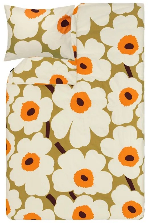Povlečení Unikko 150x210 50x60, bavlněné, béžovo-oranžové