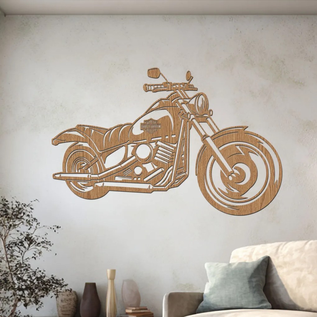dřevo života Dřevěný obraz motorky Chopper Zvolte rozměr (cm): 60x38, Zvolte barvu dekoru: Černá