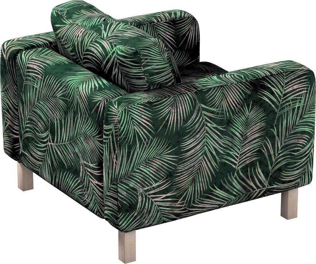 Potah na křeslo IKEA Karlstad, krátký barva zelená látka sametová, vzorované