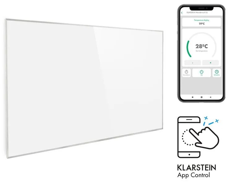 Klarstein Wonderwall 960 Smart, infračervený ohřívač, 80 x 120 cm, 960 W, týdenní časovač, IP24, bílý