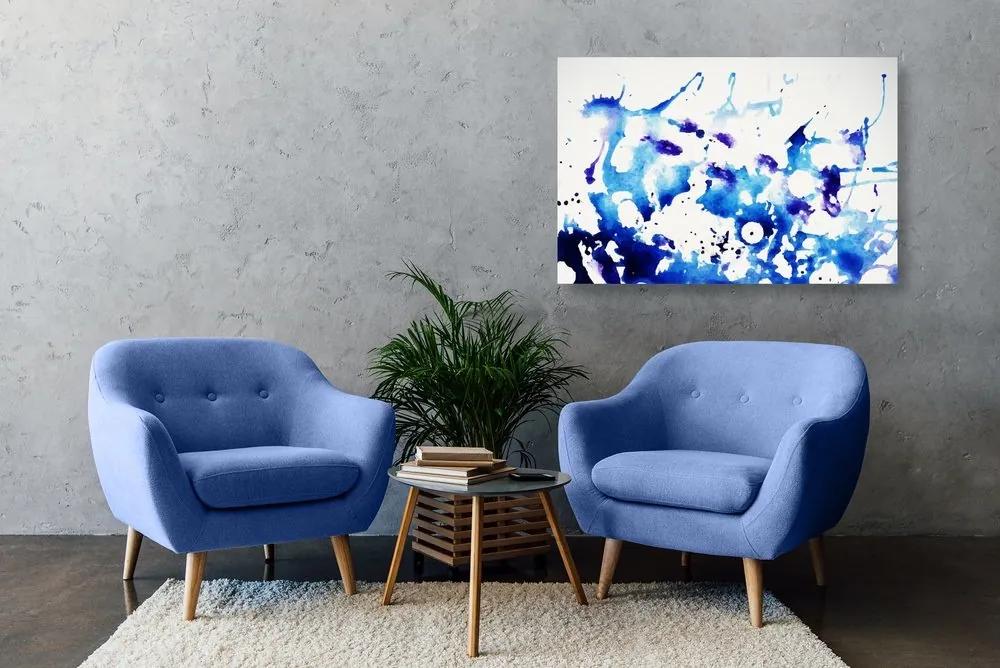 Obraz modrý akvarel v abstraktním provedení - 120x80 cm