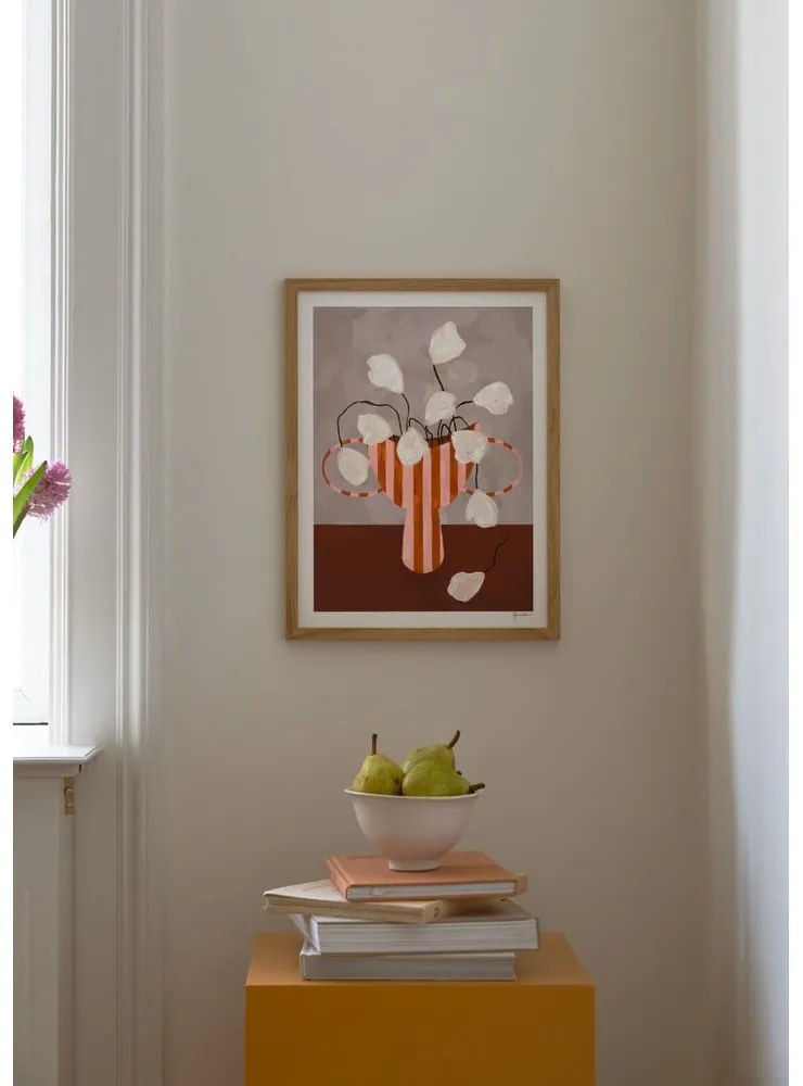 Plakát 30x40 cm White Flowers in Striped Vase – Frankie Penwill – The Poster Club