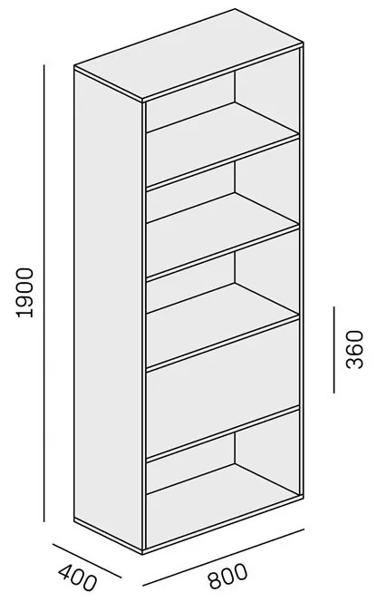 PLAN Vysoký kancelářský policový regál LAYERS, 1 box, 800 x 400 x 1905, bílá / šedá