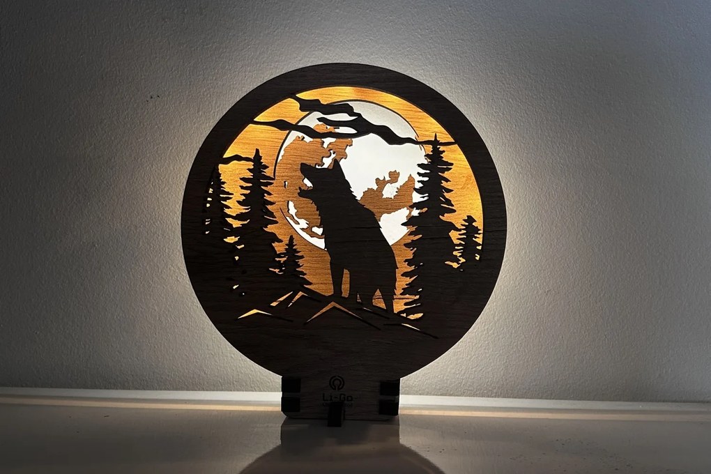 Li-Go "Vlk a měsíc" lampa 20x22cm provedení povrchu: černá s patinou