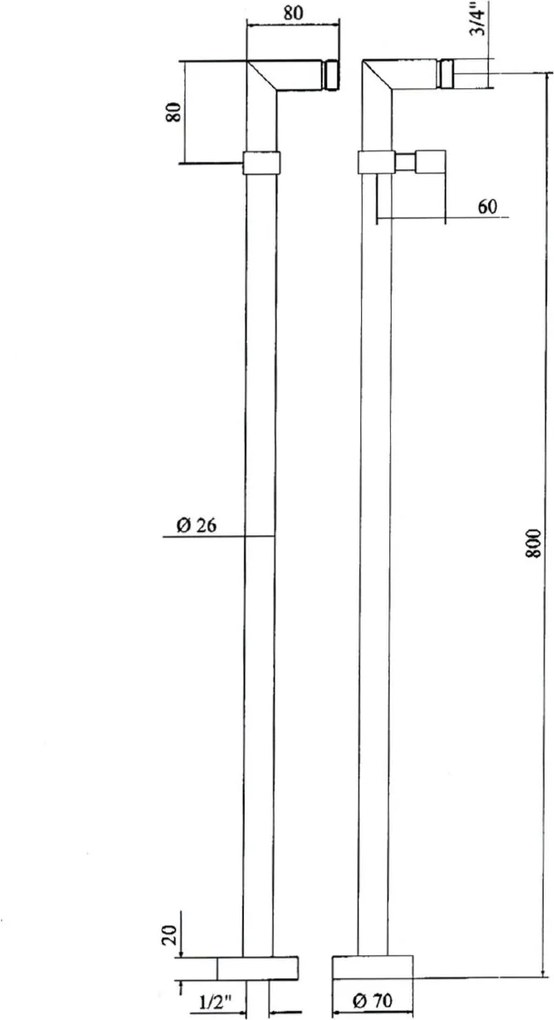 Sapho Airtech připojení pro instalaci vanové baterie do podlahy (pár), chrom 9881