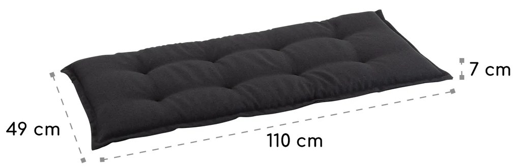 Naxos, podložka na lavicu, čalúnená podložka, penová výplň, štruktúrovaný polyester, 110 × 7 × 49 cm, 1 × podložka
