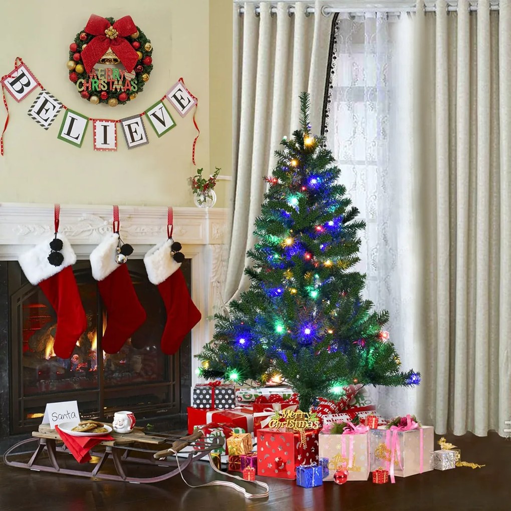Costway Vánoční stromek Umělý vánoční stromek s LED světýlky Vánoční stromeček