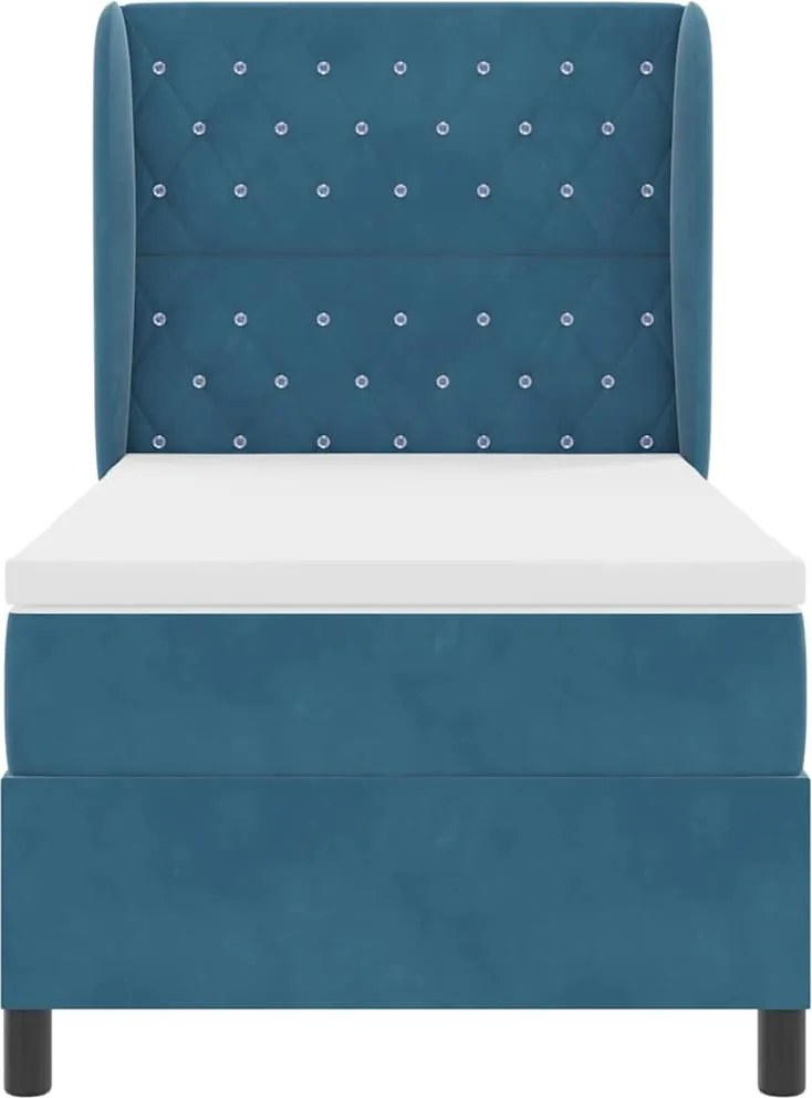 Postel s boxspringem s čelo Tmavě modrá 200 x 100 cm samet 3340866