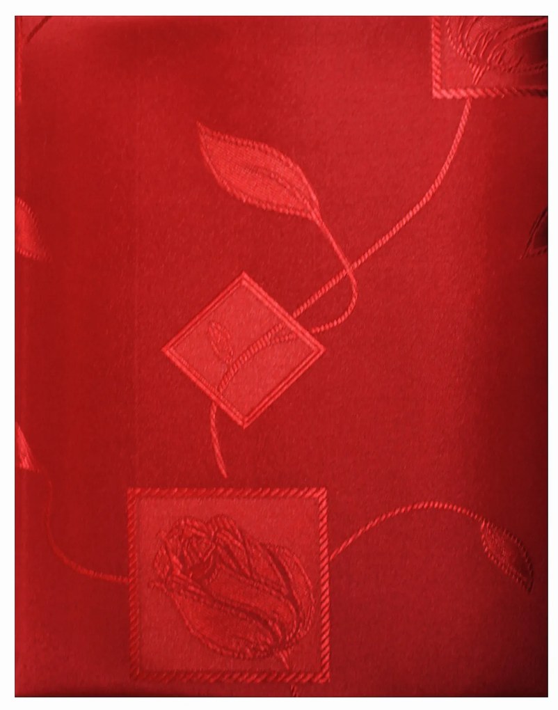 EmaHome - Ubrus s ochranou proti skvrnám 140x220 cm / tmavě červená se vzorem
