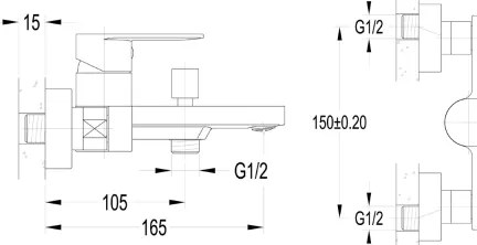 Aqualine - Vanová baterie DAPHNE lesklý chrom