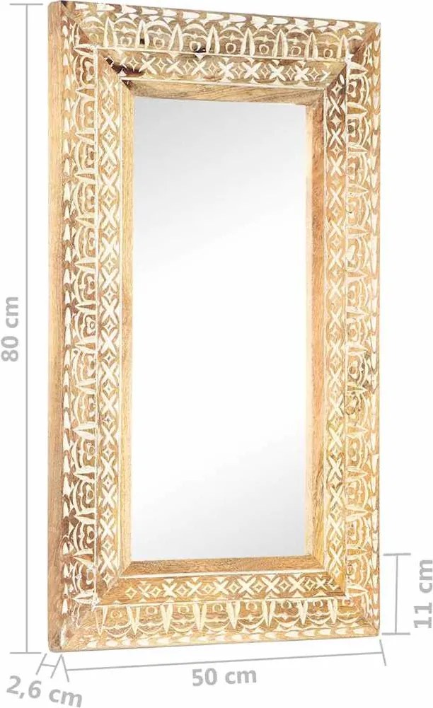 Ručně vyřezávané zrcadlo 80 x 50 x 2,6 cm masivní mangovník 321645