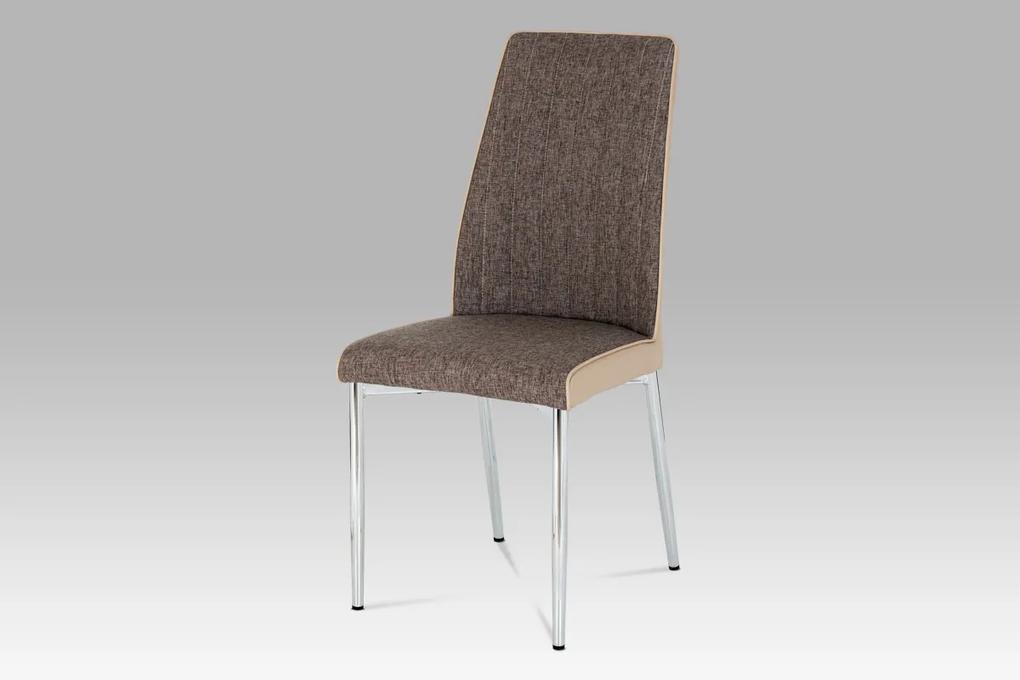 Artium Jídelní židle cappuccino látka + koženka / chrom - DCH-352 CAP2