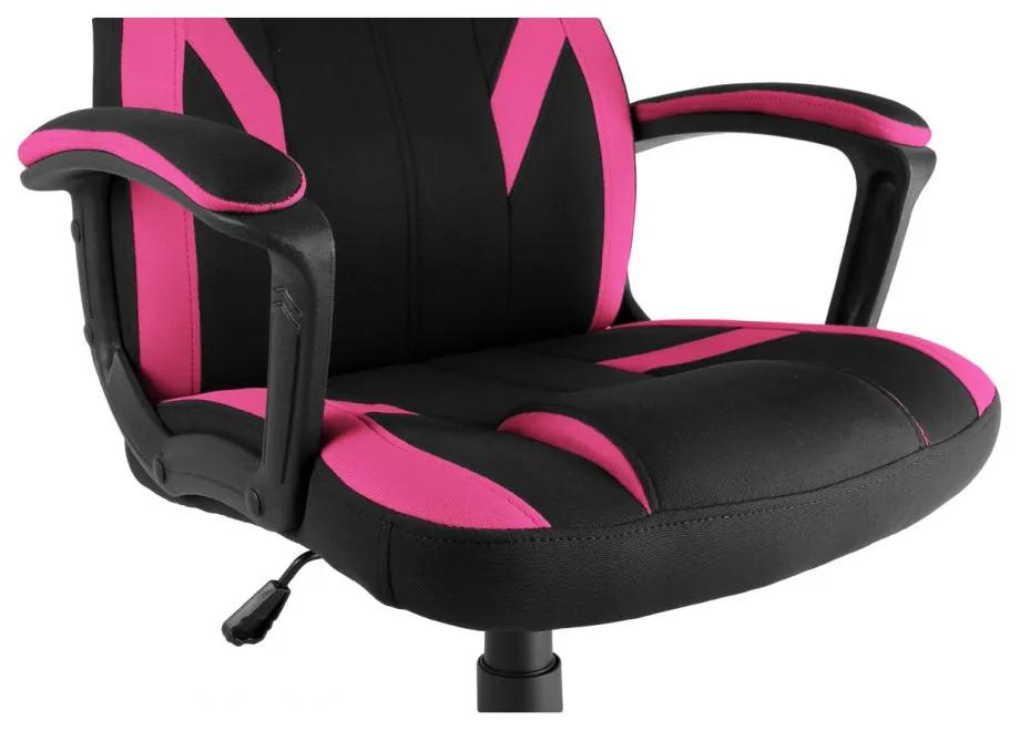 Dětská herní židle A-RACER ZK-013 — látka, černá/růžová