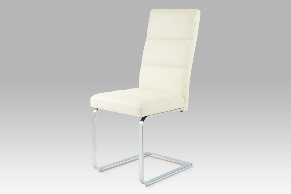Jídelní židle koženka krémová / chrom