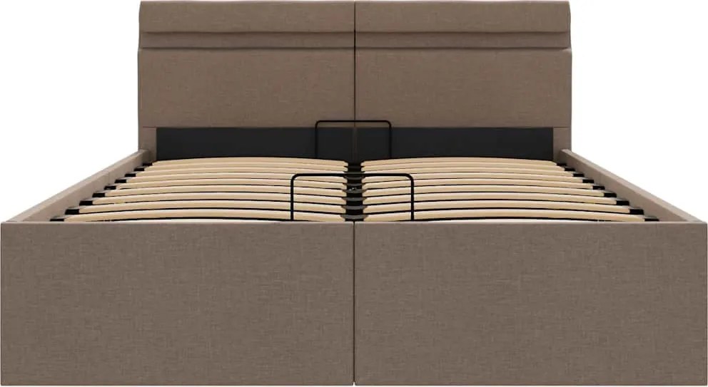 Rám postele s úložným prostorem LED taupe textil 140 x 200 cm 285627