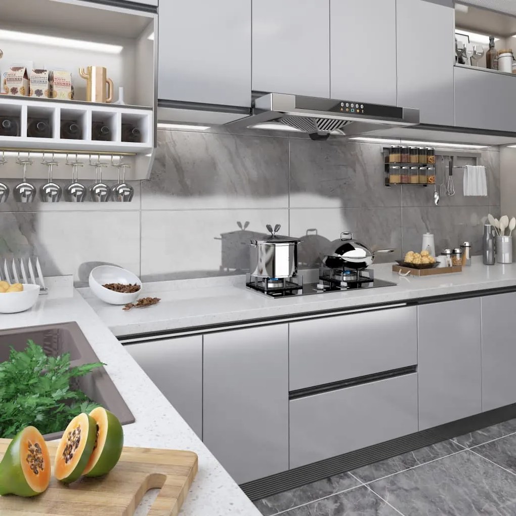 Samolepící tapeta na nábytek stříbrná vysoký lesk 500x90 cm PVC 326148