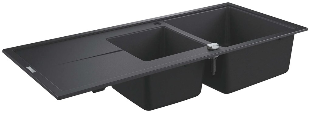Grohe - Kompozitní dřez K400 s automatickým odtokem, 116x50 cm, granitová černá 31643AP0