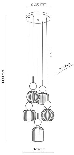 Lustr na lanku SOPHIA 5xE14/10W/230V černá/zelená/kouřová béžová