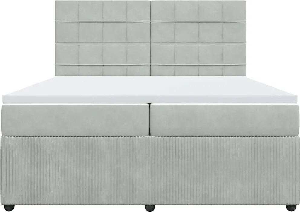 Box spring postel s matrací světle šedá 200x200 cm samet 3294730