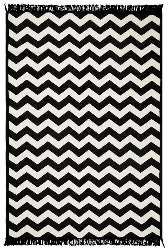Černo-bílý oboustranný koberec Zig Zag, 120 x 180 cm