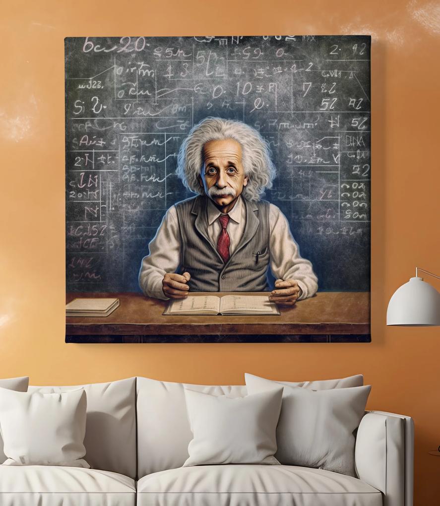Obraz na plátně - Albert Einstein popsaná tabule FeelHappy.cz Velikost obrazu: 100 x 100 cm