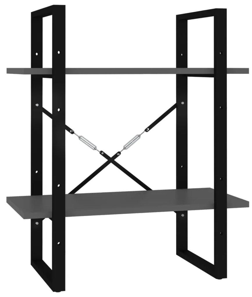 vidaXL Knihovna se 2 policemi šedá 60 x 30 x 70 cm dřevotříska