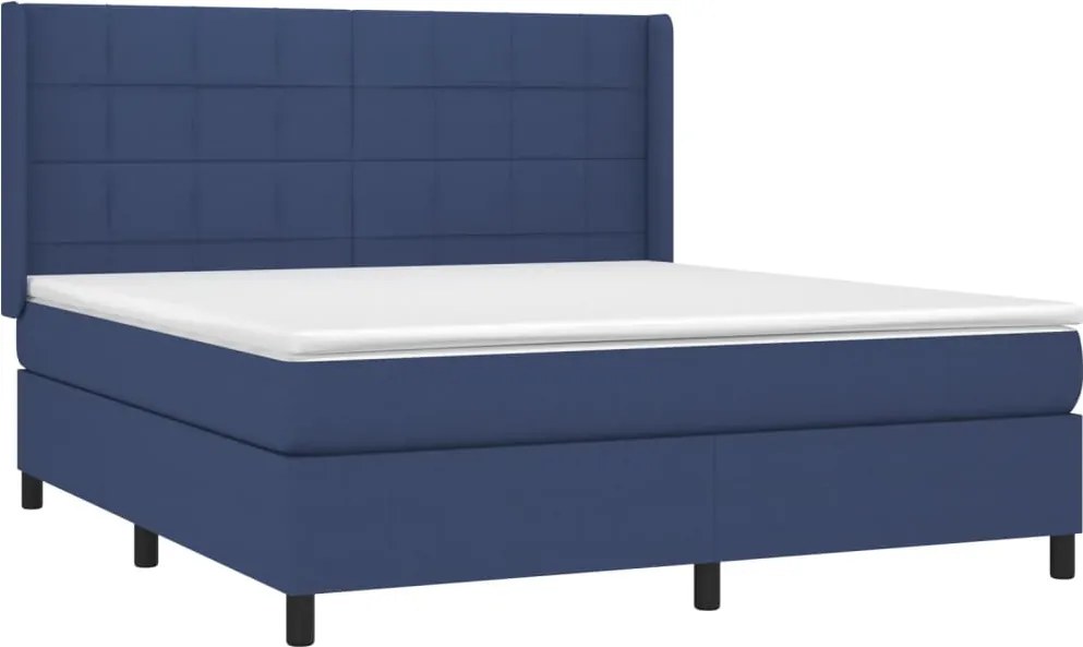 Box spring postel s matrací a LED modrá 180x200 cm textil 3138339