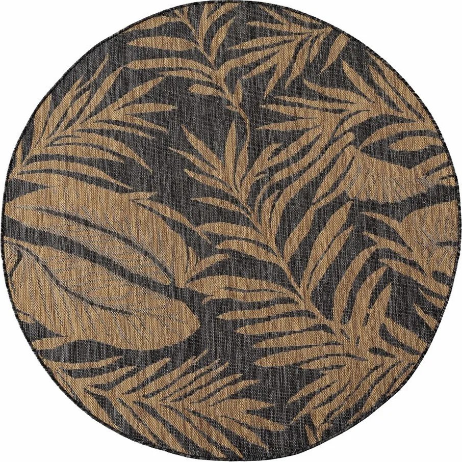 Černý/hnědý kulatý vnitřní a venkovní koberec ø 160 cm Mira 1451 – Ayyildiz Carpets