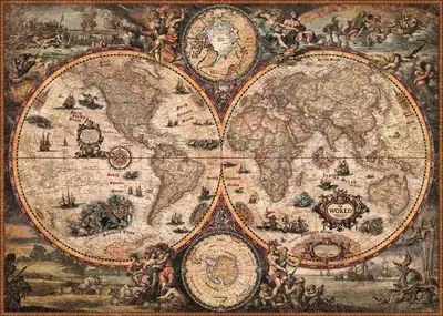 HEYE Puzzle Stará mapa světa / 2000 dílků / 97 × 69 cm