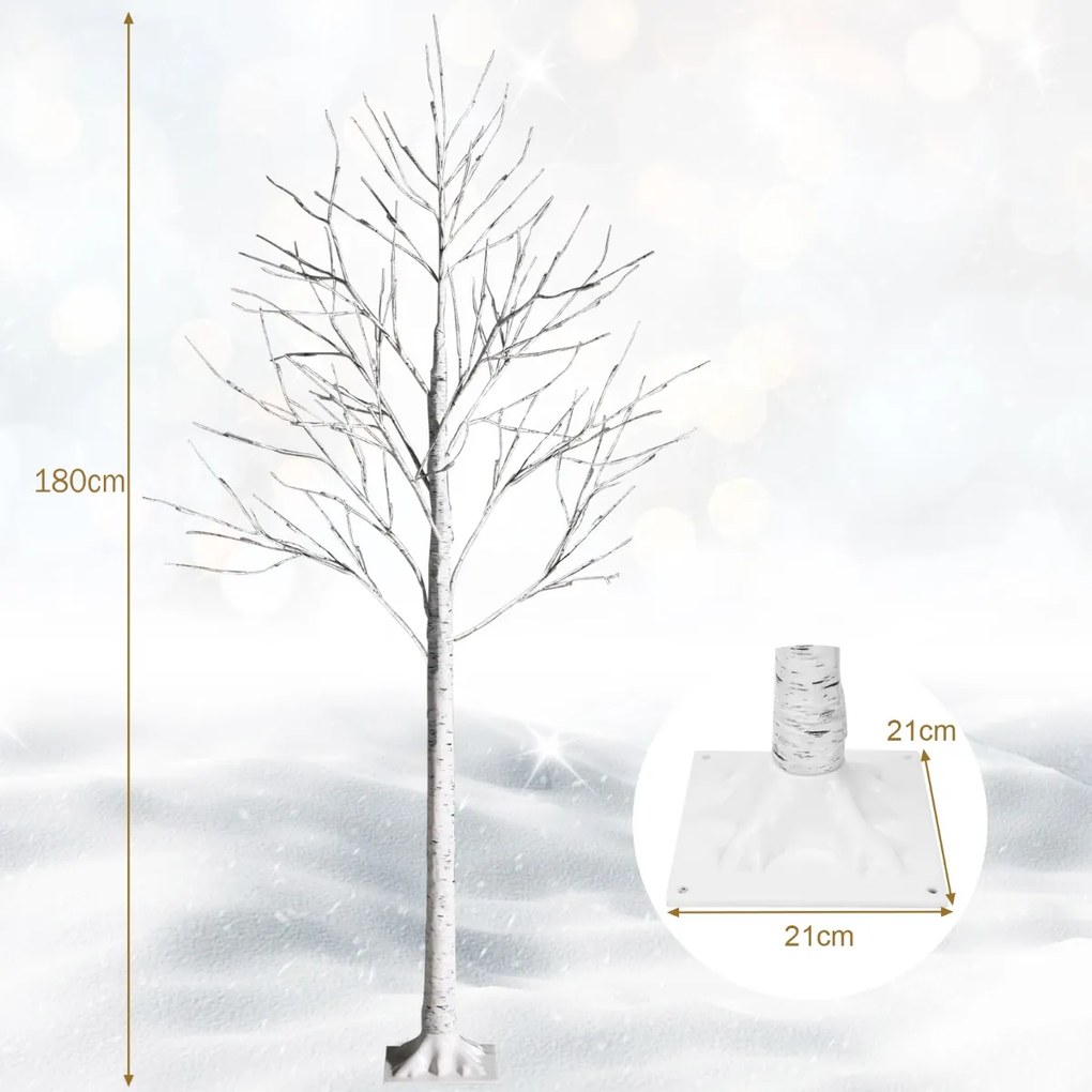 Costway 180cm umělá bříza se 48 teplými bílými LED světly