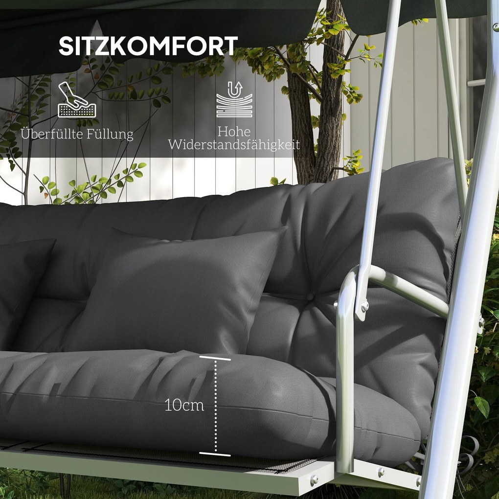 Outsunny Sada 4 Kusů Polstrů, 150x50 cm Voděodolné Polstry na Židle s Uvazováním, Uzlový Design s 10cm Silnou Výplní pro Houpačku, Polstr pro Domov, …