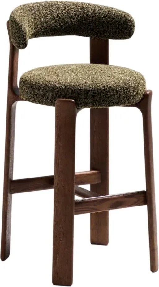 Zelená/v tmavě přírodní barvě barová židle z jasanového dřeva (výška sedáku 75 cm) Granite – Kave Home