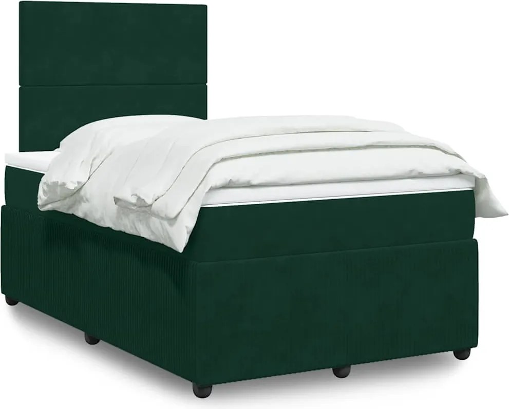 Box spring postel s matrací tmavě zelená 120x190 cm samet 3294583