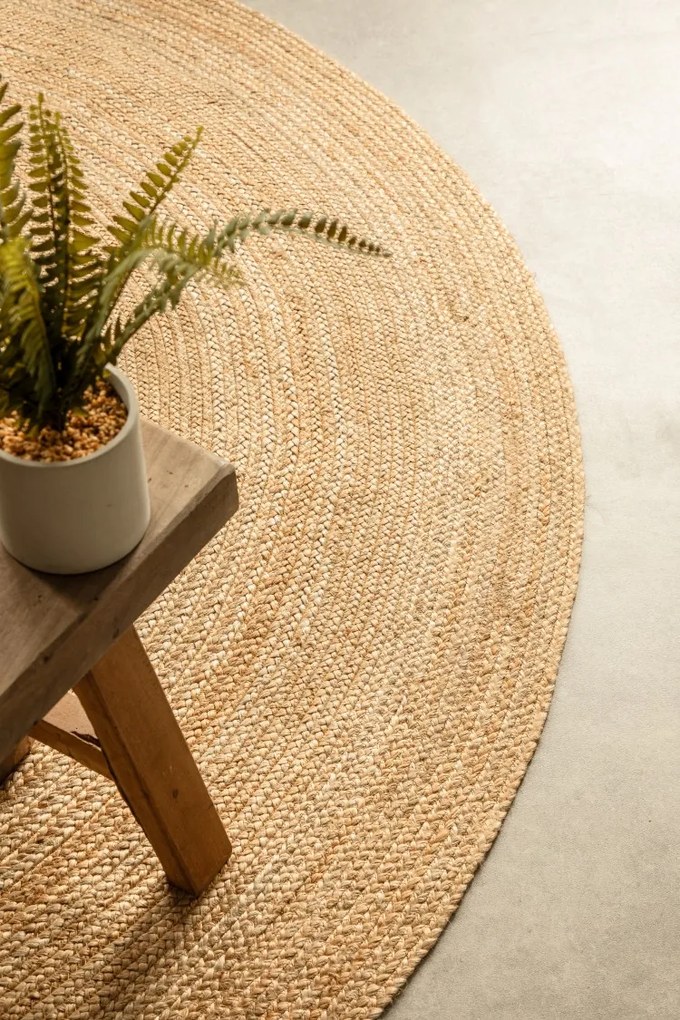 Hanse Home, Kusový koberec Jute Braided 106005 Gold kruh, 100x100 (průměr) kruh, béžová, chodba / předsíň