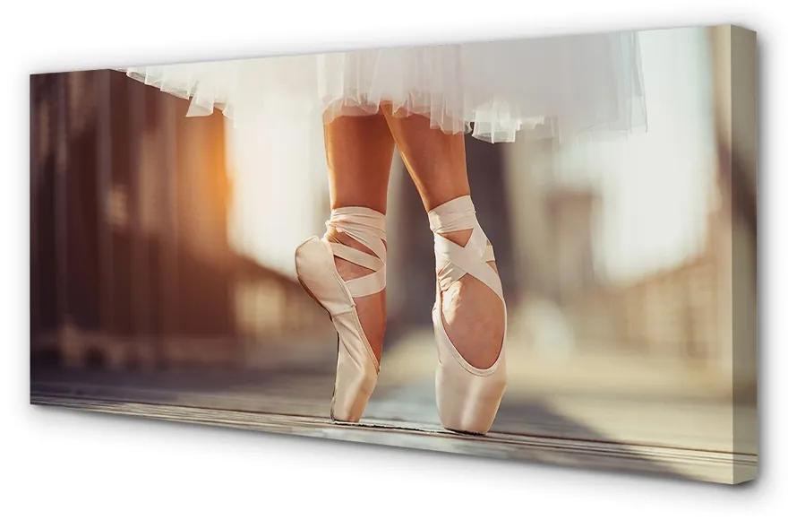 Obrazy na plátně Bílé baletní boty ženské nohy 100x50 cm