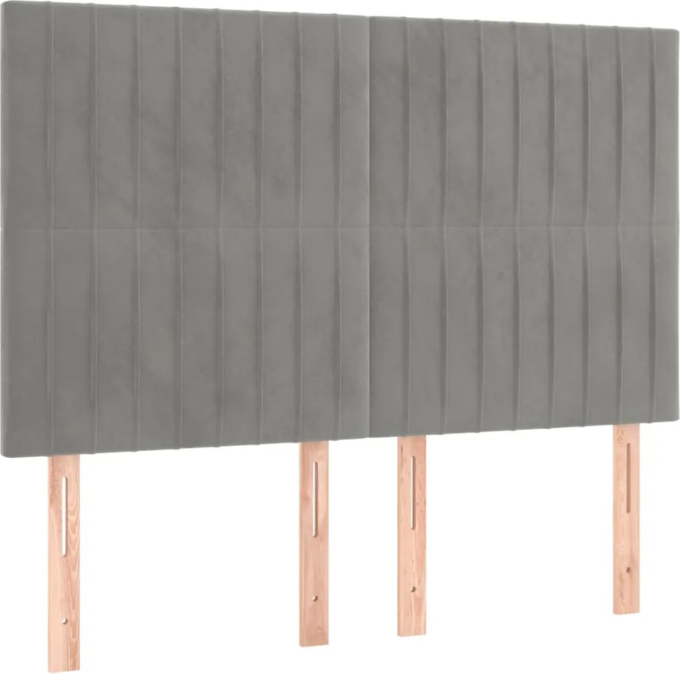 Box spring postel s matrací a LED světle šedá 140x200 cm samet 3136245