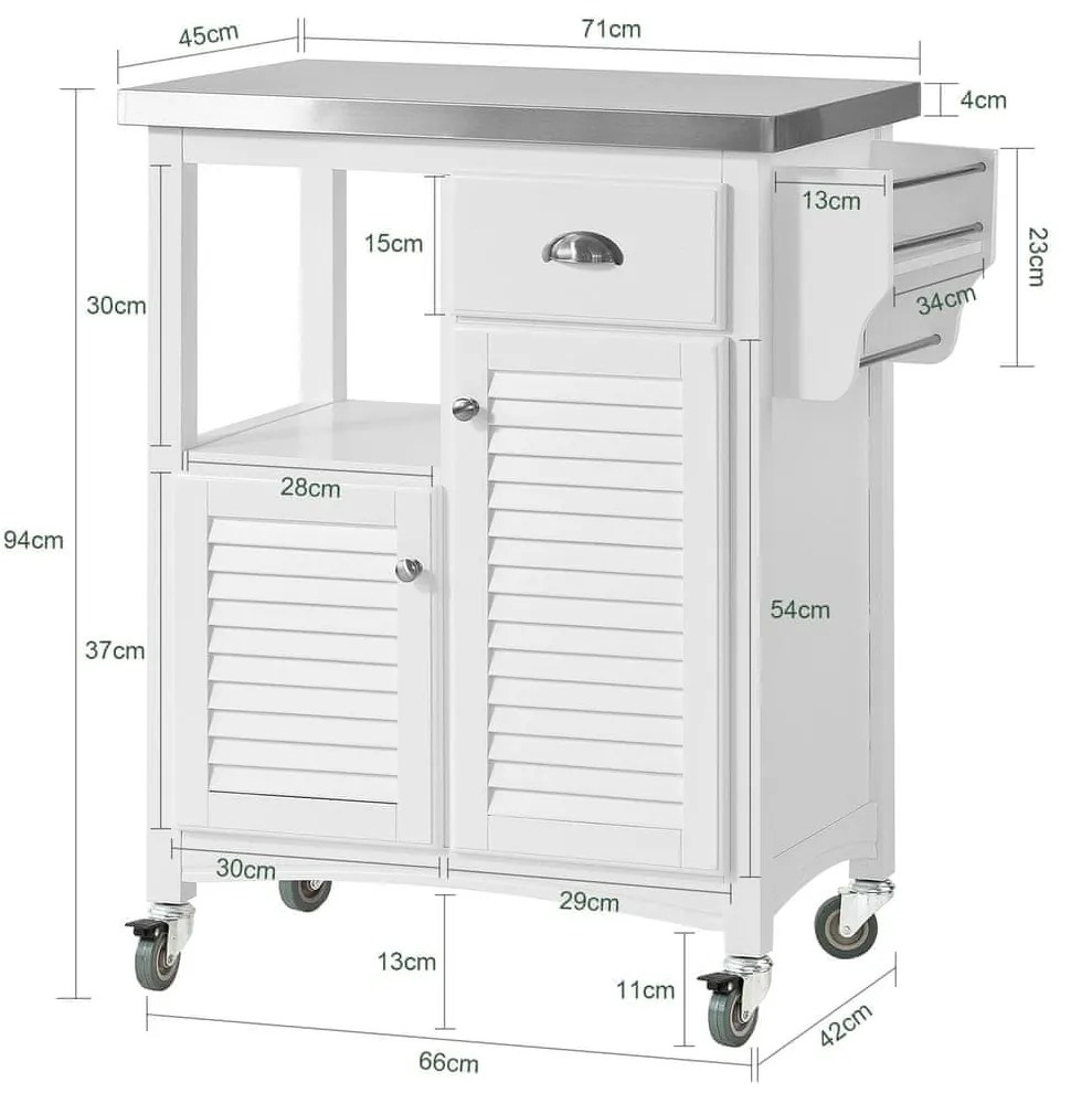 Sobuy SoBuy FKW37-W Servírovací vozík Kuchyňský vozík 71x94x45cm