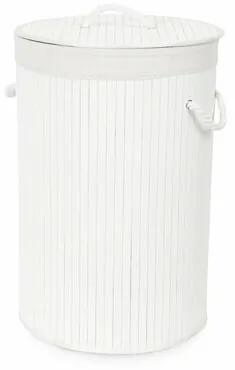 Compactor Bambusový koš na prádlo s víkem Compactor Bamboo - kulatý, bílý, 40 x 60 cm