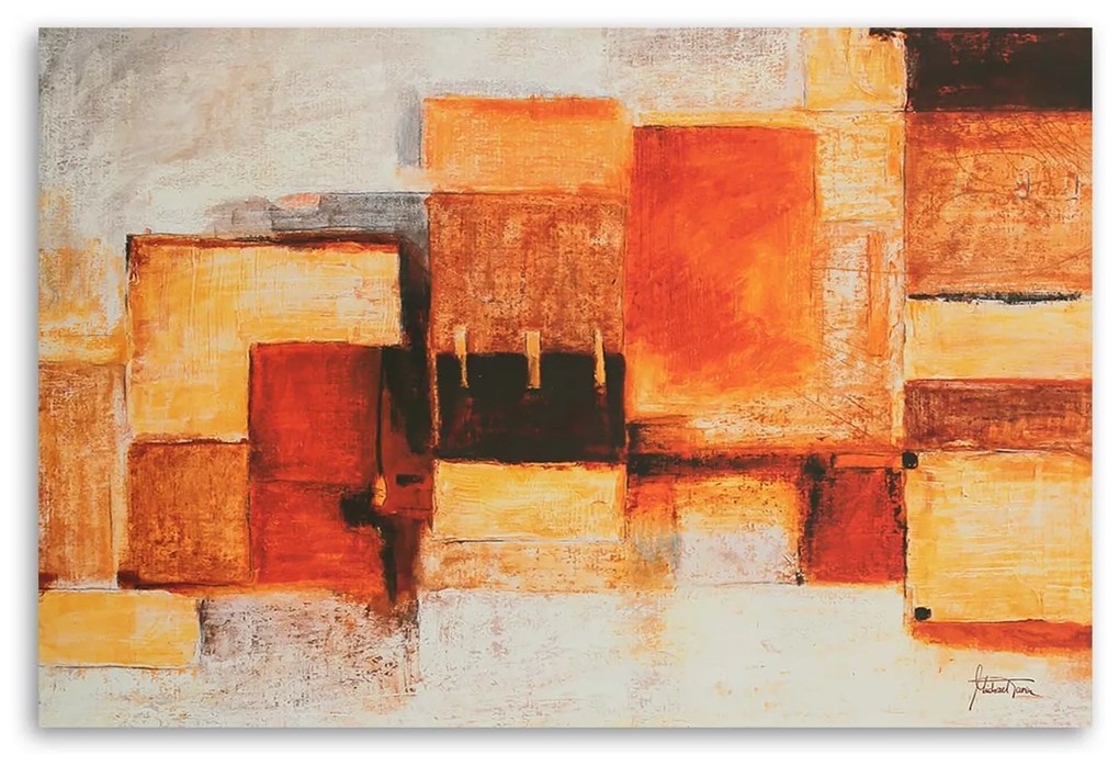 Gario Obraz na plátně Geometrická abstrakce v teplých barvách Rozměry: 60 x 40 cm